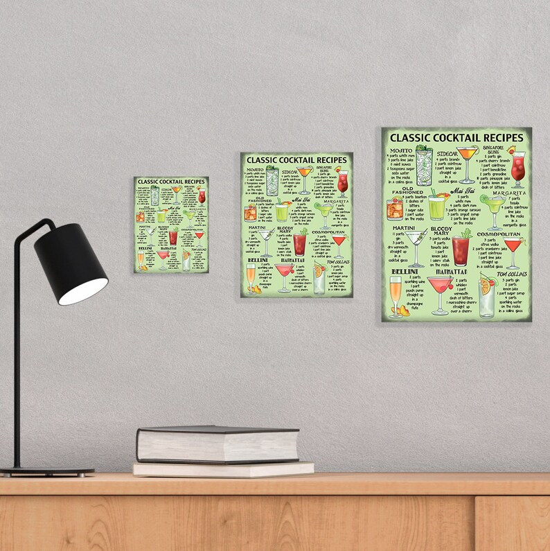 Metal Bar Signs Cocktail Recipe Vintage Style Accessories - Etsy
