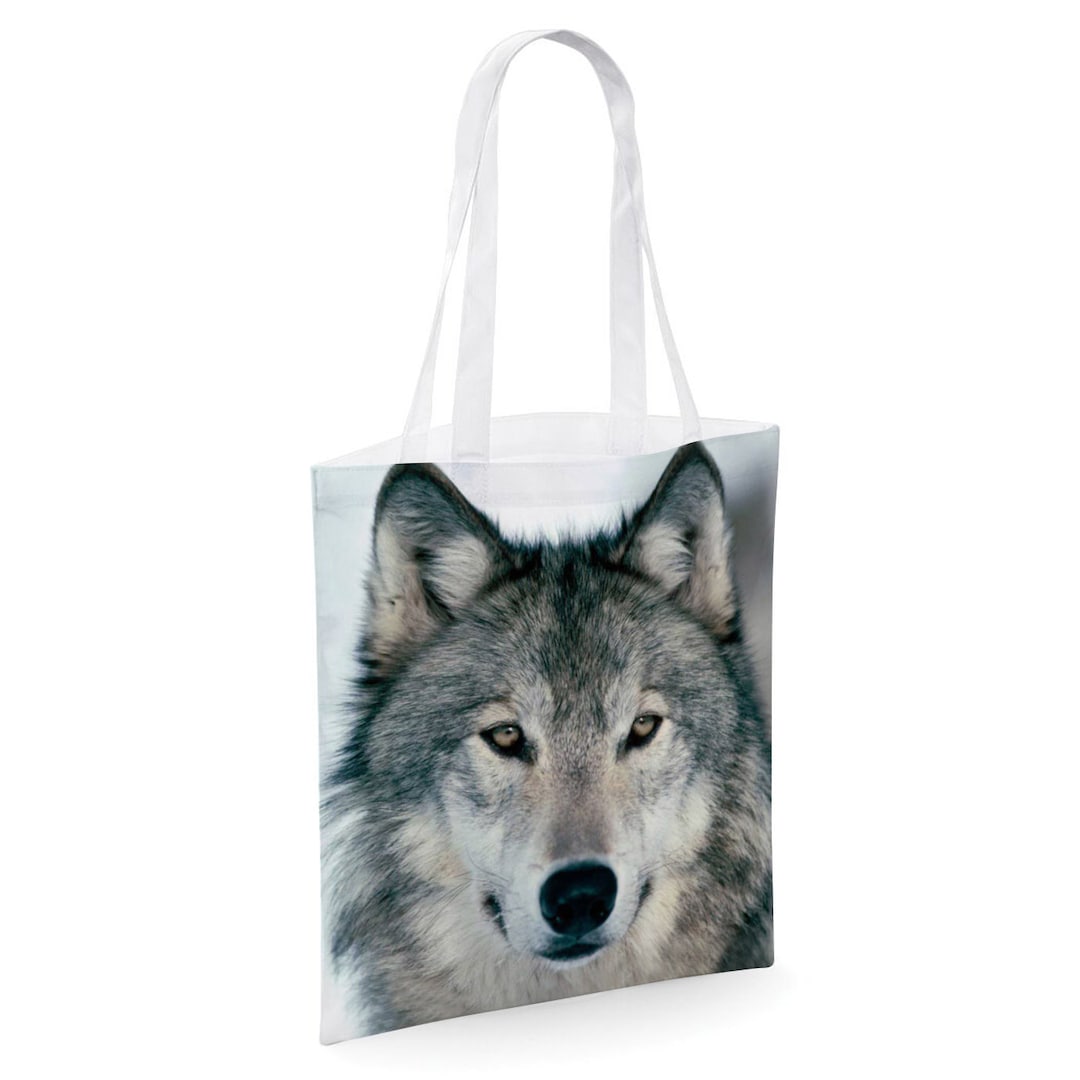 Wolf Tote Bag – Wolf Face Fabric Shoulder Bag Shopping Tote – Custom ...