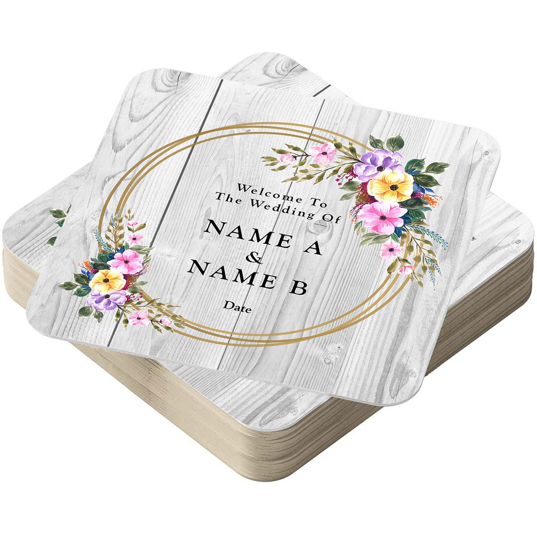 Customised Wedding Drink Mats, Personalised Bridal Shower Table Decor ...