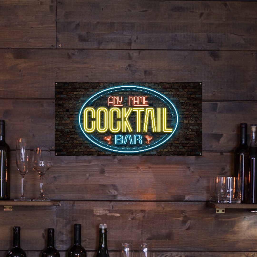Personalised Neon Printed Bar Sign Cocktail Light Effect - Etsy