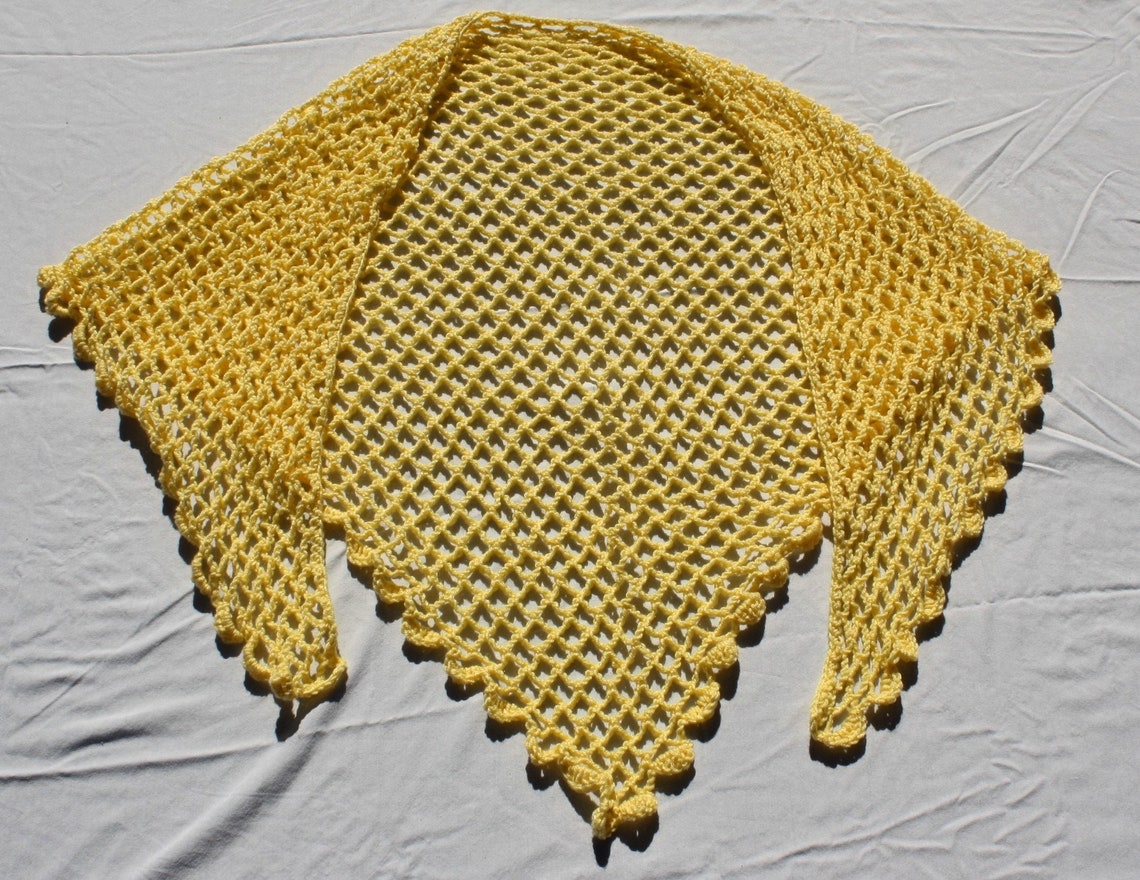 Yellow Crochet Mesh Shawl, Pastel Yellow Wrap, Pale Yellow Sarong ...