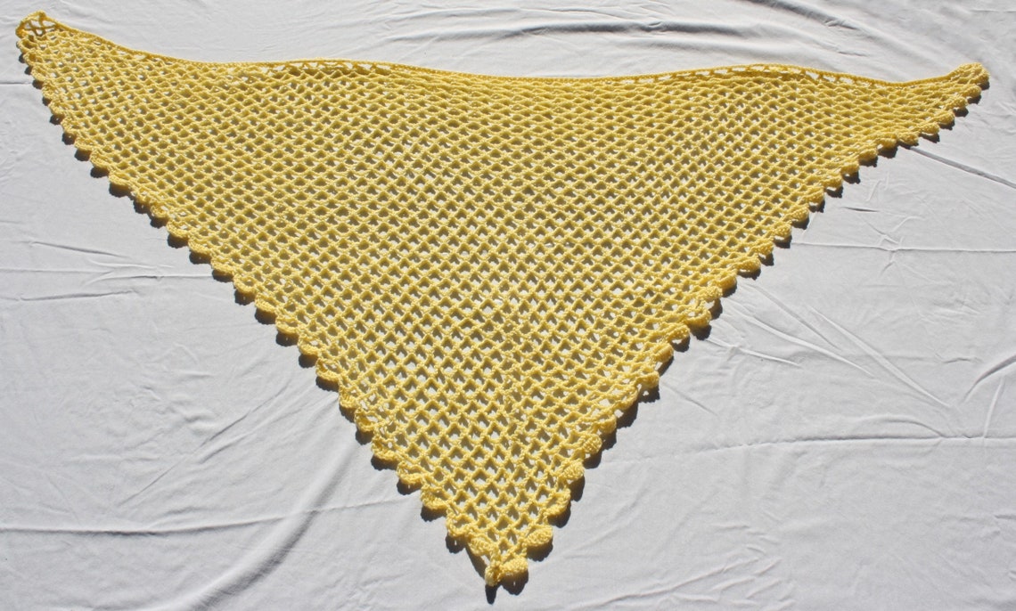 Yellow Crochet Mesh Shawl, Pastel Yellow Wrap, Pale Yellow Sarong ...