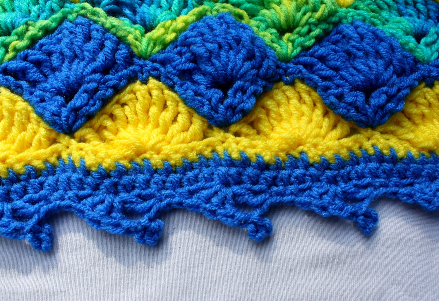 Blue and Yellow Blanket Striped Crochet Afghan Multi-color - Etsy