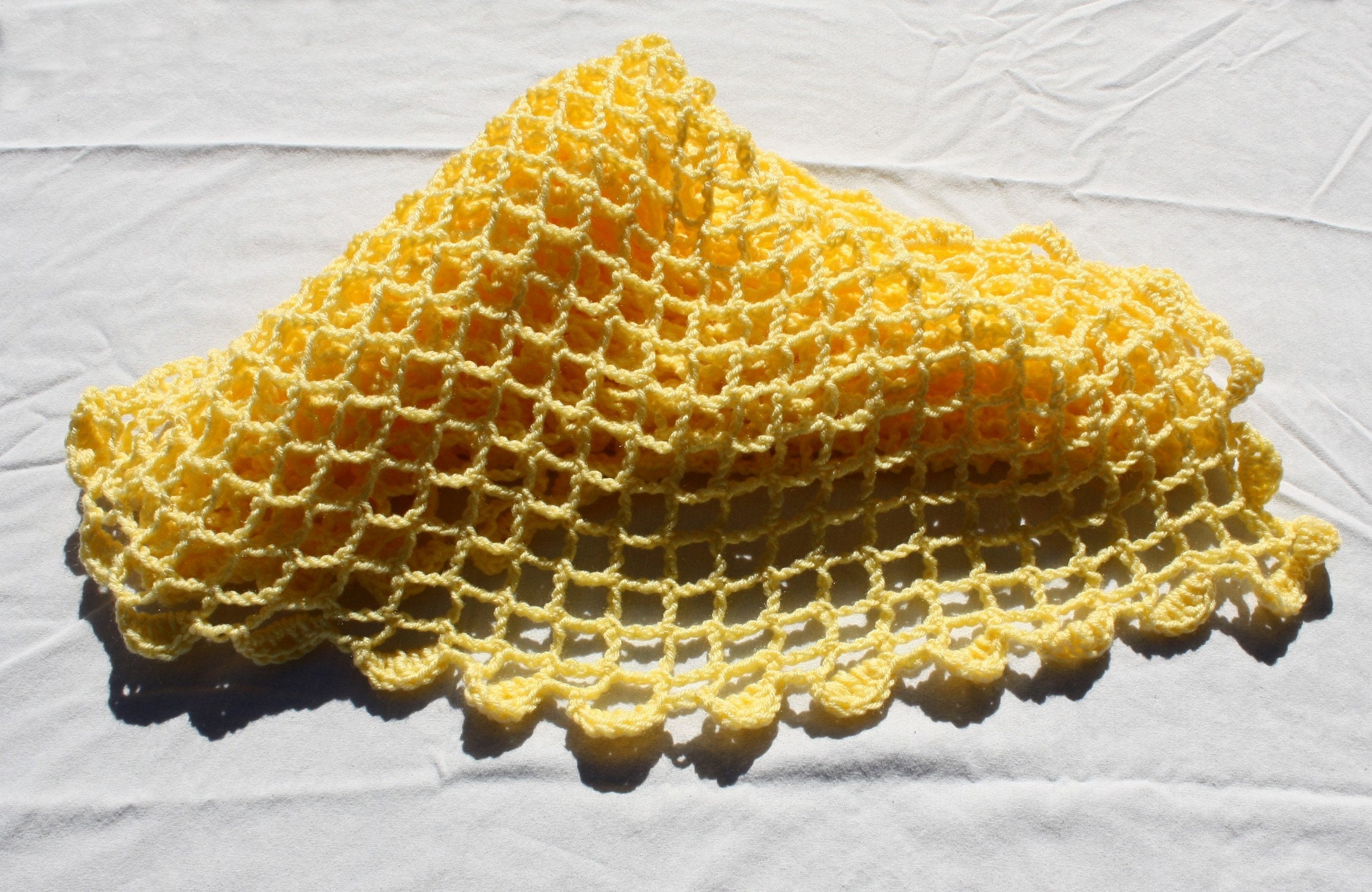 Yellow Crochet Mesh Shawl, Pastel Yellow Wrap, Pale Yellow Sarong ...