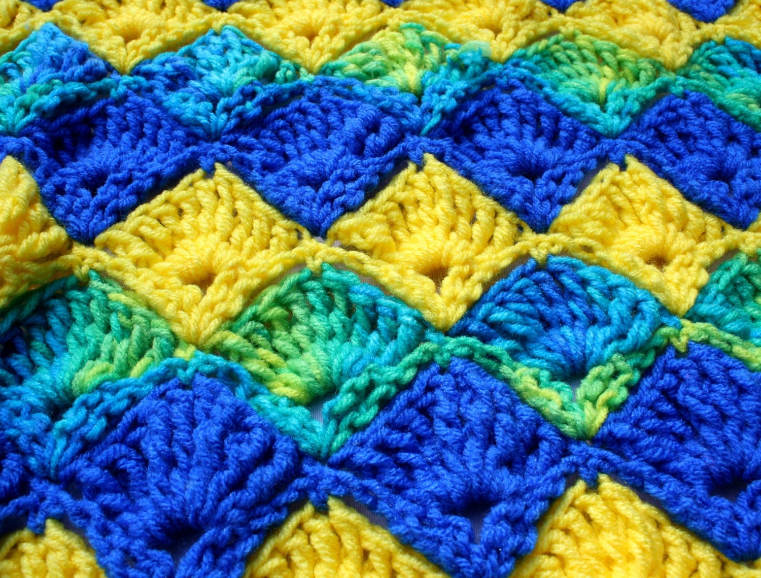 Blue and Yellow Blanket Striped Crochet Afghan Multi-color - Etsy