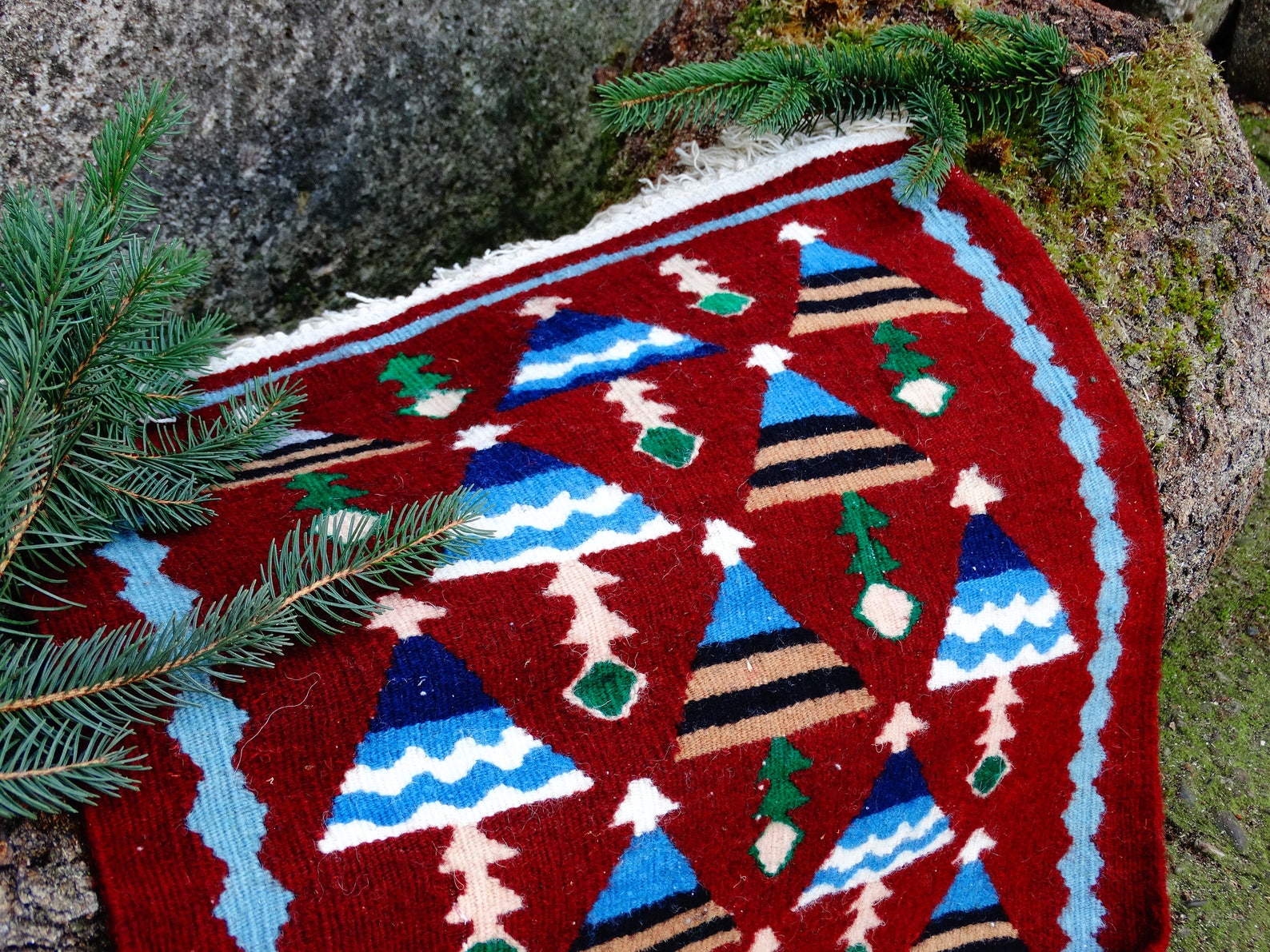 Vintage Small Christmas Rug Christmas Tree Motif Rug Chair Covers ...