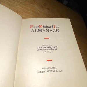 Poor Richard Jr's Almanack-1906 - Etsy