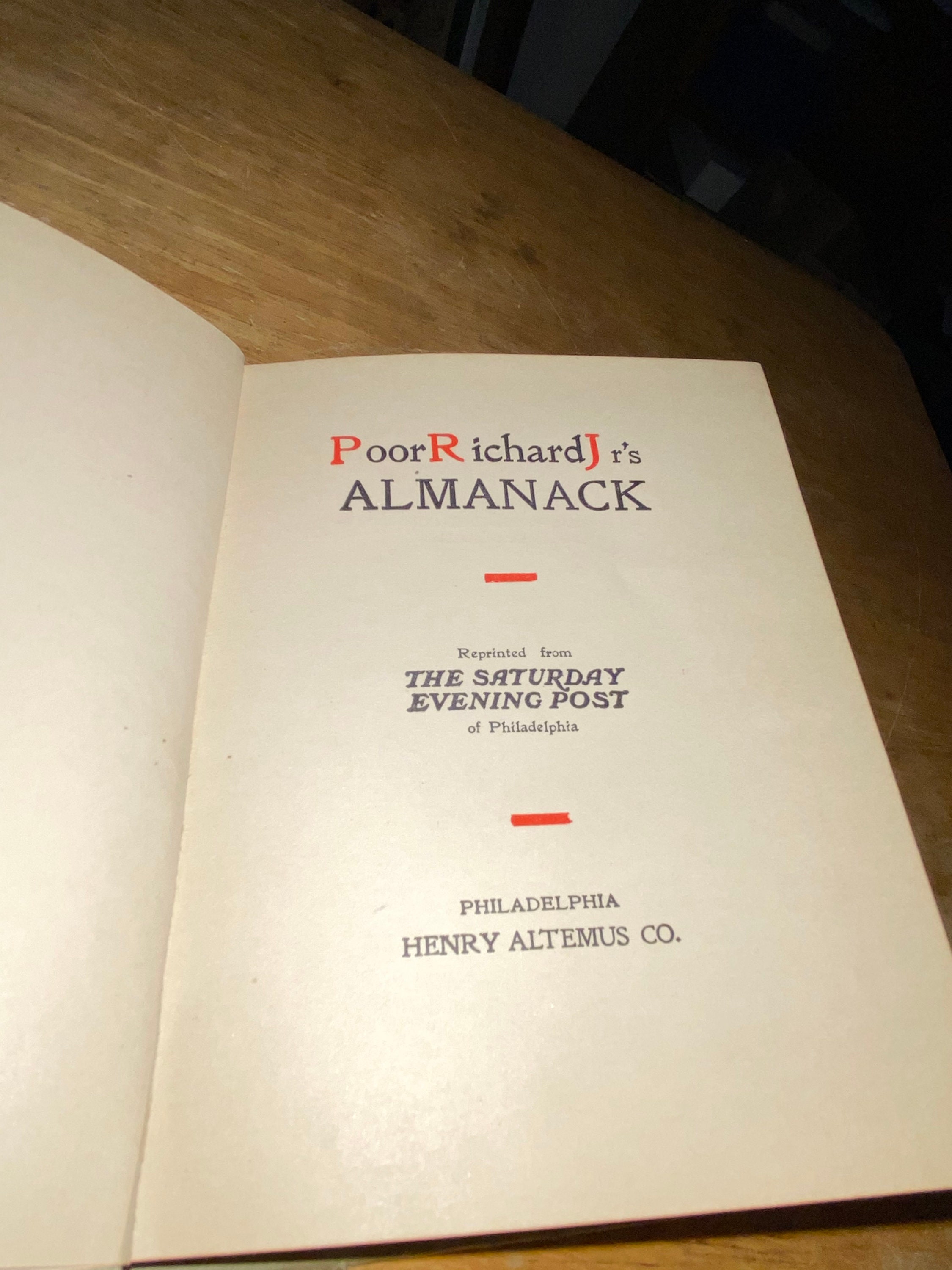Poor Richard Jr's Almanack-1906 - Etsy