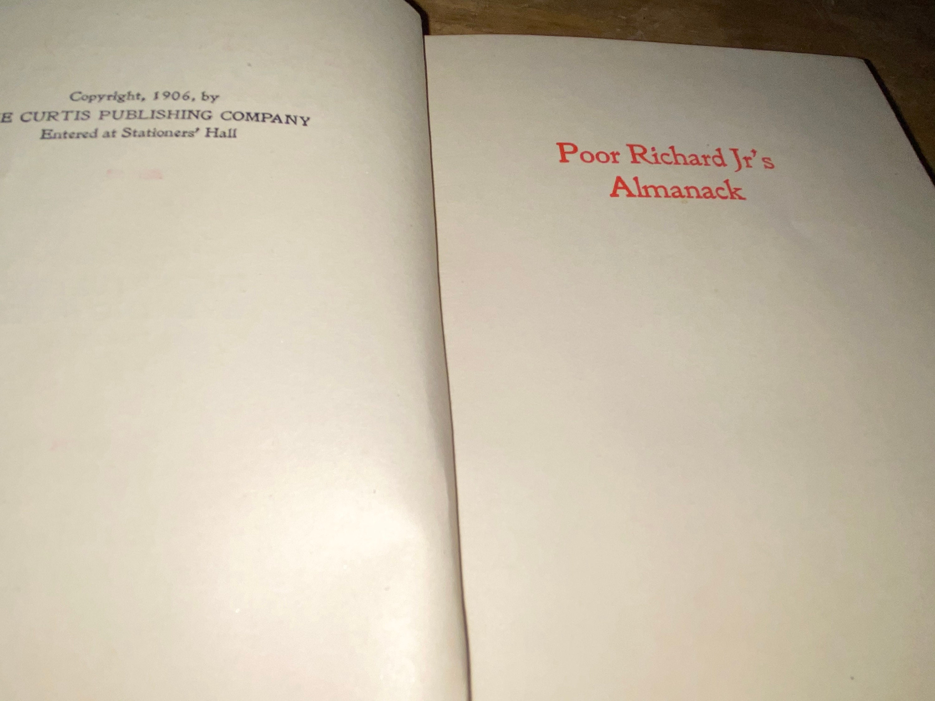 Poor Richard Jr's Almanack-1906 - Etsy