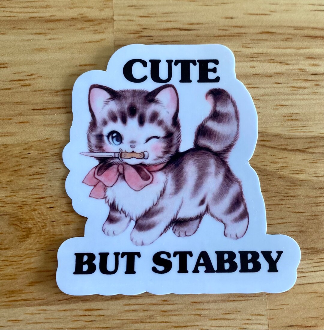 But Stabby Cat Sticker – Vintage Style Waterproof Decal - Etsy