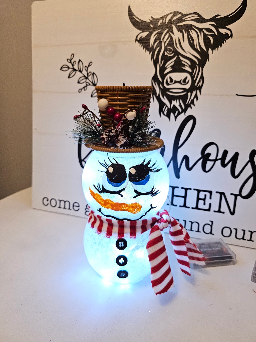 Light up Snowman Decoration Christmas Table Top - Etsy