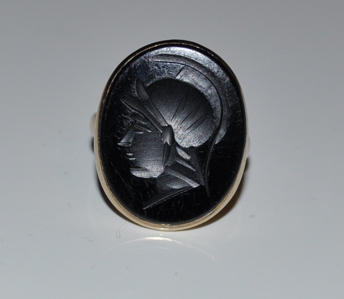 Antique Intaglio Onyx Centurion Seal Ring 9ct Gold Valuation - Etsy