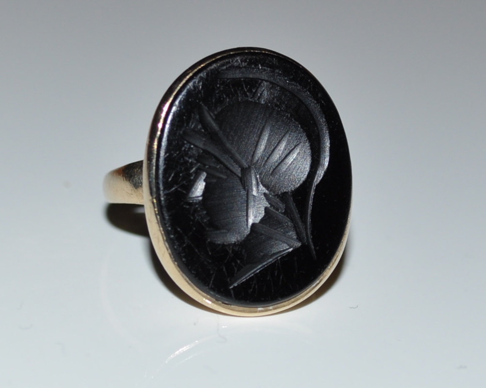 Antique Intaglio Onyx Centurion Seal Ring 9ct Gold Valuation - Etsy