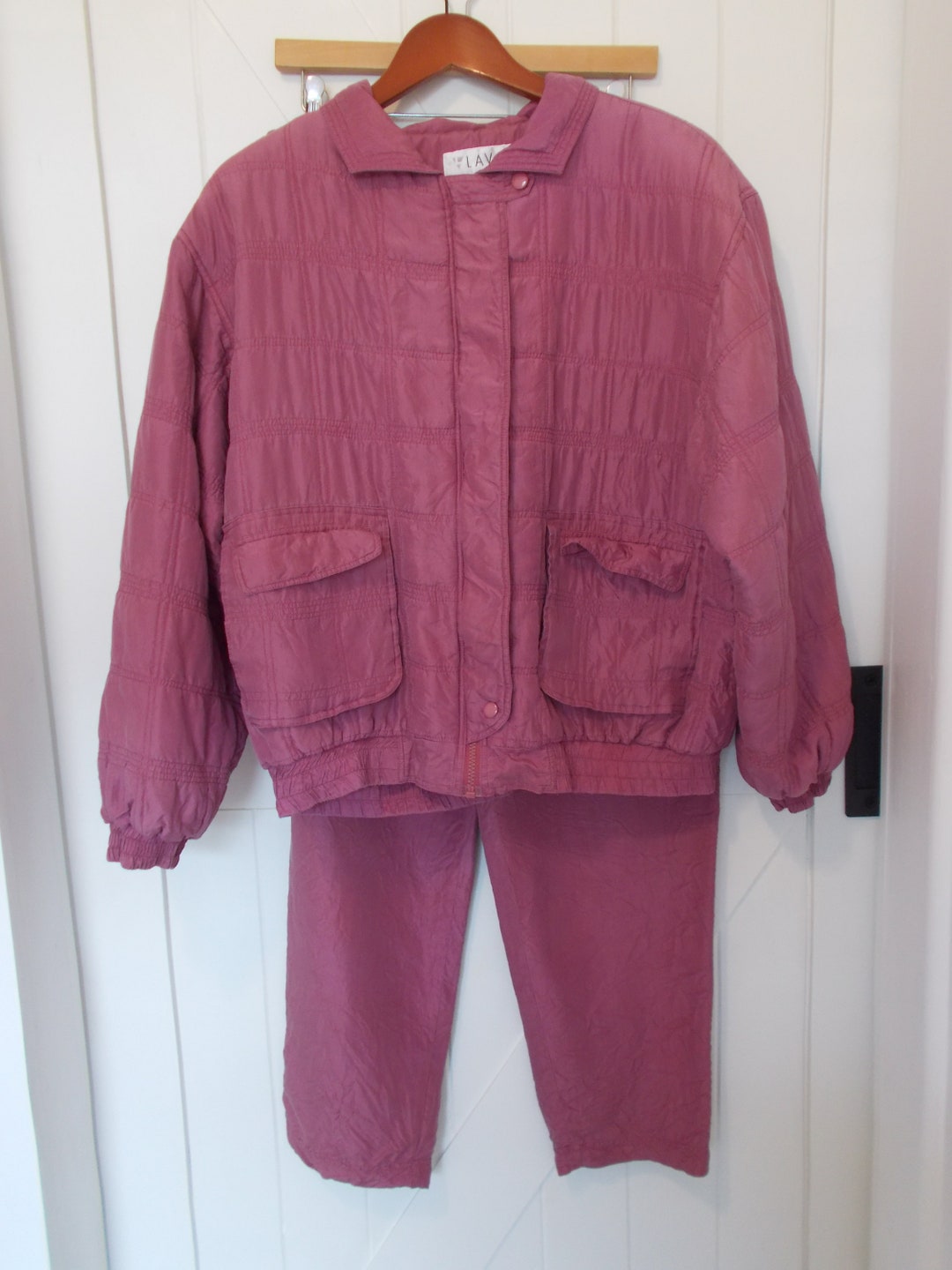 Vintage Lavon 2 Piece 100% Silk Track Jogging Suit Women's Size L Large ...