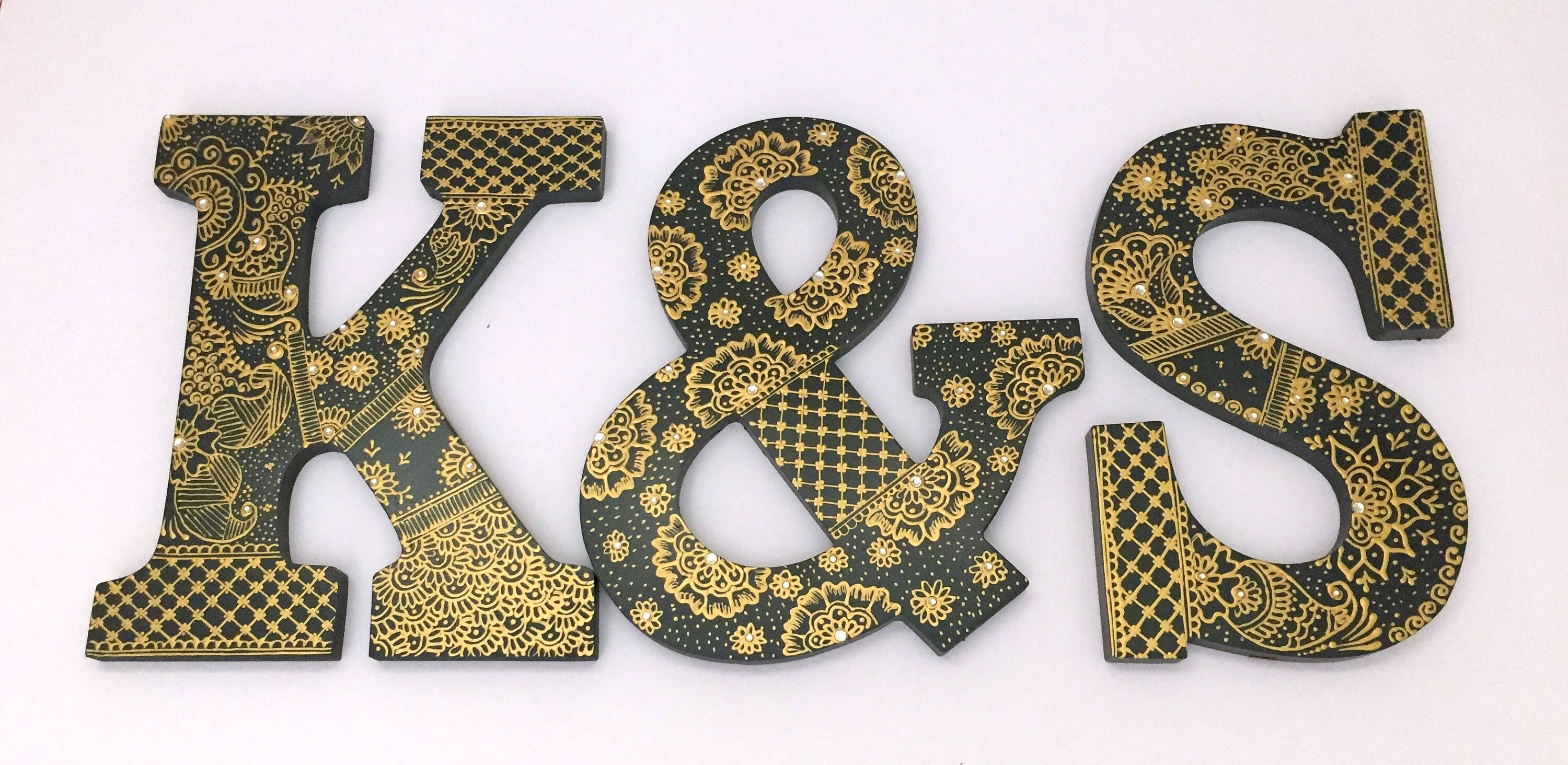 9 Personalized Henna Wooden Letters Henna Letters - Etsy