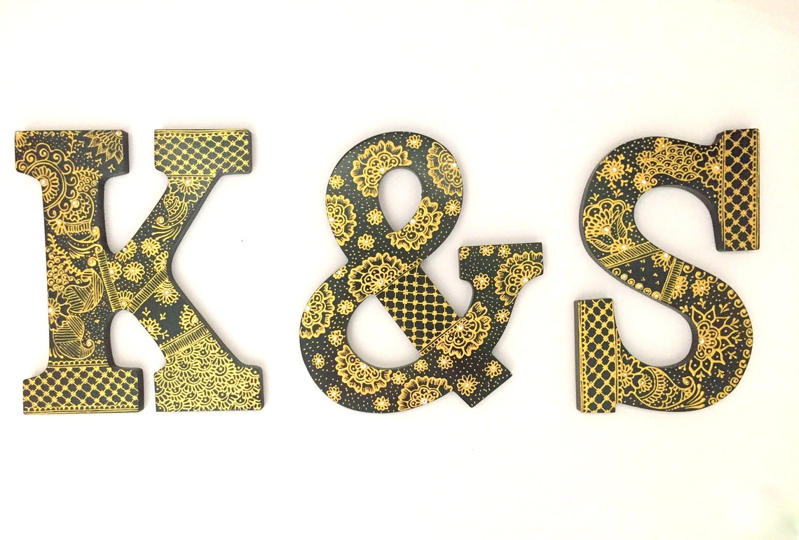 9 Personalized Henna Wooden Letters Henna Letters - Etsy