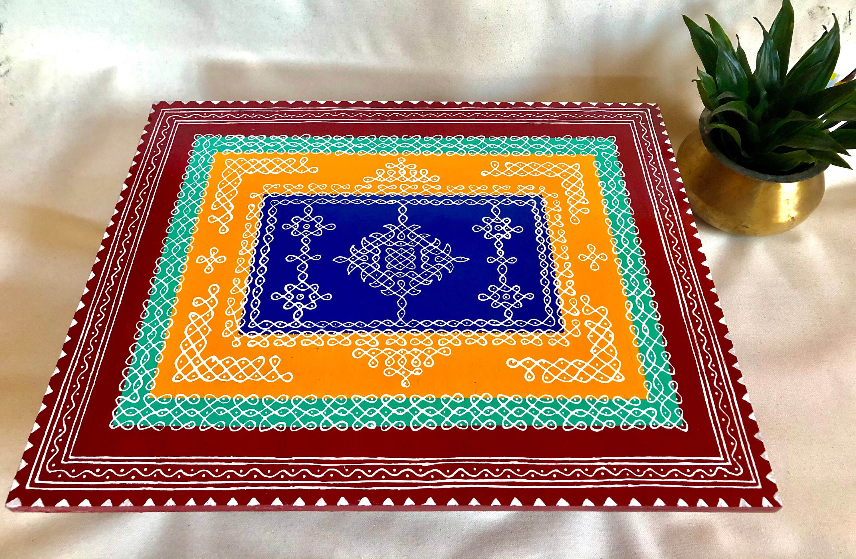 Floor Stool Kolam Rangoli Manai Manaipalagai Floor Art - Etsy