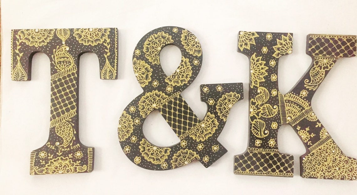 9 Personalized Henna Wooden Letters Henna Letters - Etsy