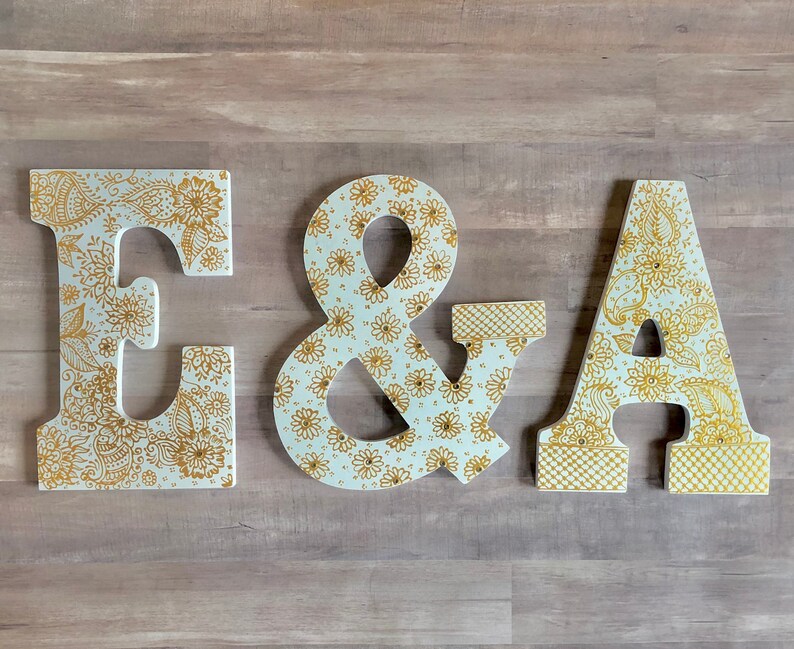 9 Personalized Henna Wooden Letters Henna Letters | Etsy