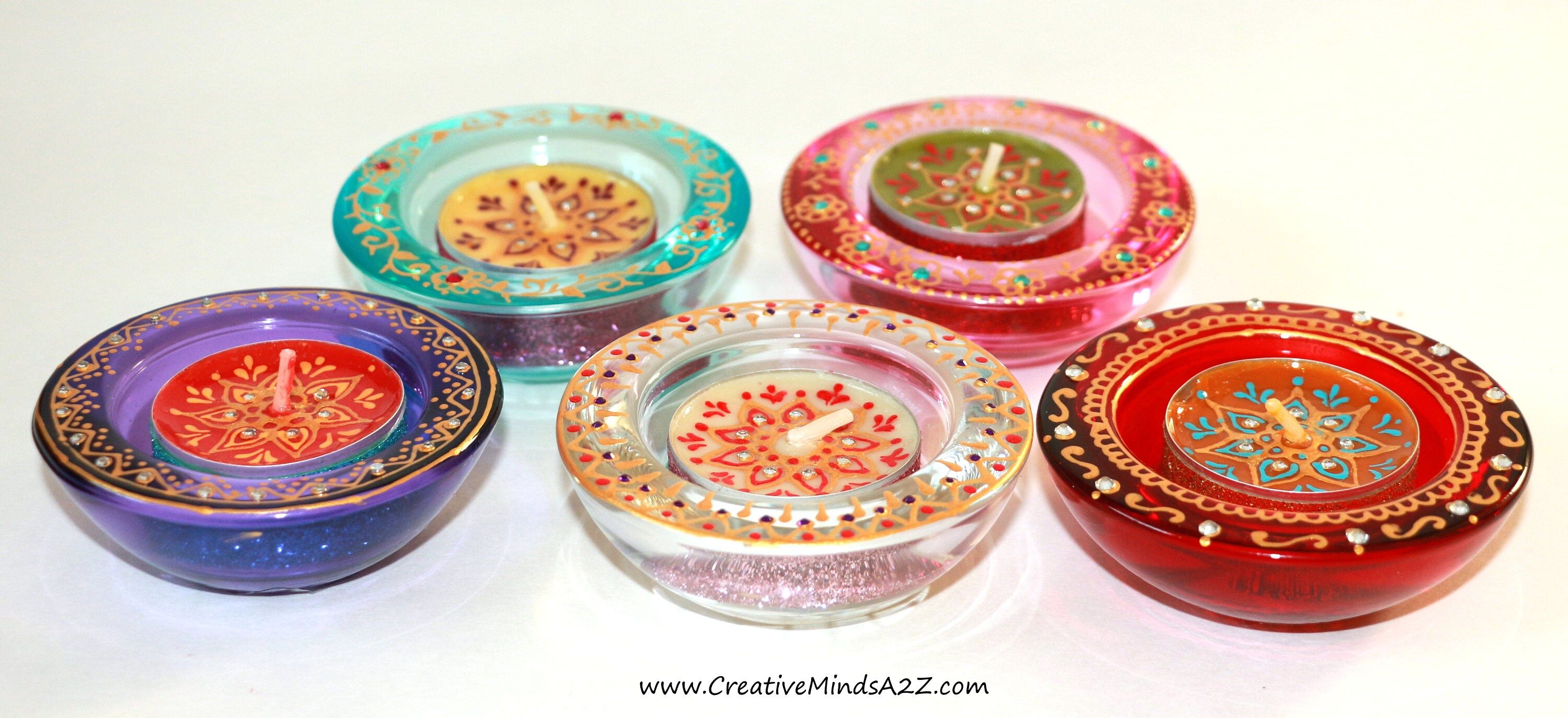 Set of 5 Decorated Scented Tealights With Tinted Tea Light - Etsy