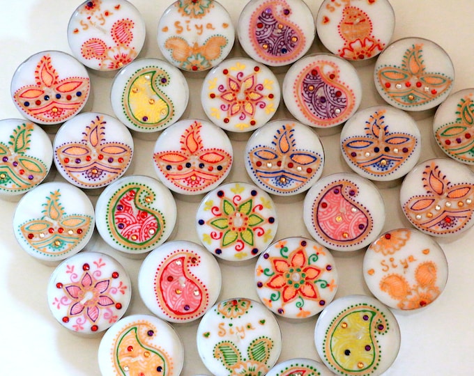 Set of 5 Handpainted Jumbo Tealights/diwali Decor/home Decor /wedding ...