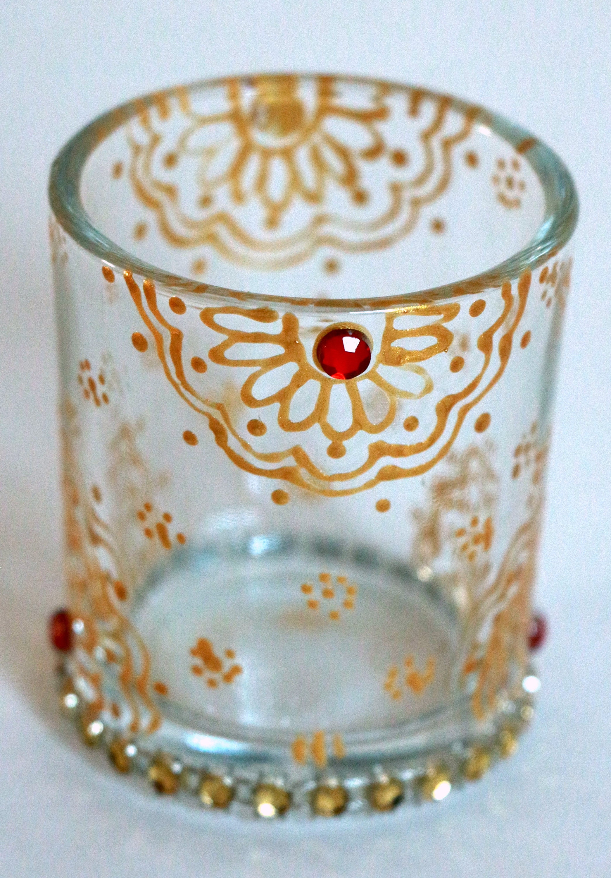 Set of 4 Beautiful Decorated Glass Candle Holder/tea Light - Etsy