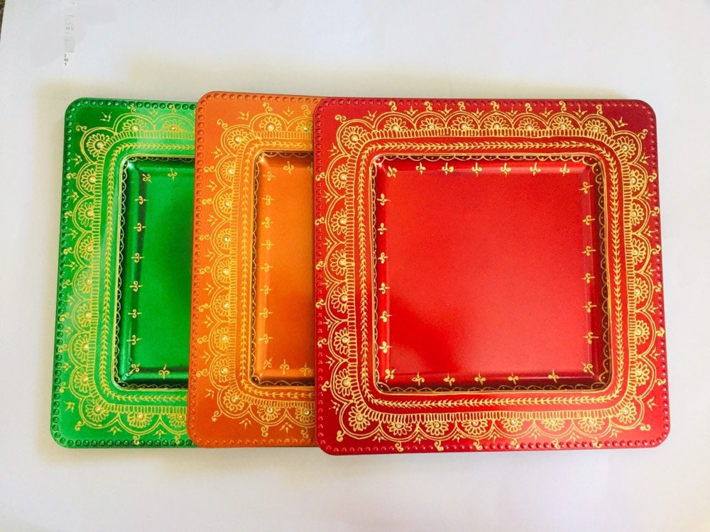 Decorated Indian Pakistan Thali Decorated Pooja Thali/henna - Etsy