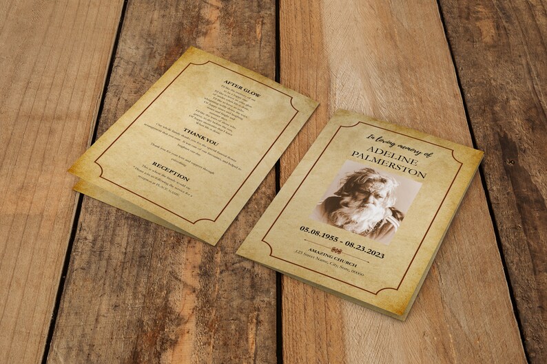 Editable Vintage Funeral Program Template for Men Editable in Word ...