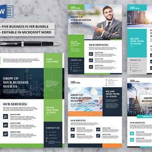 MS Word Business Flyer Template Bundle | Corporate Design (210x297 Mm ...