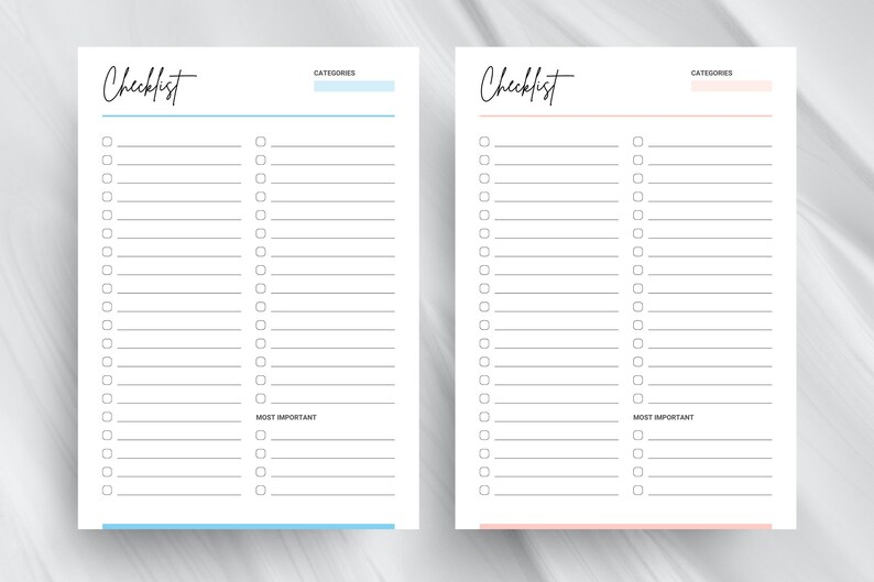 Printable Checklist A4 & Letter Sizes in 8 Colors - Etsy