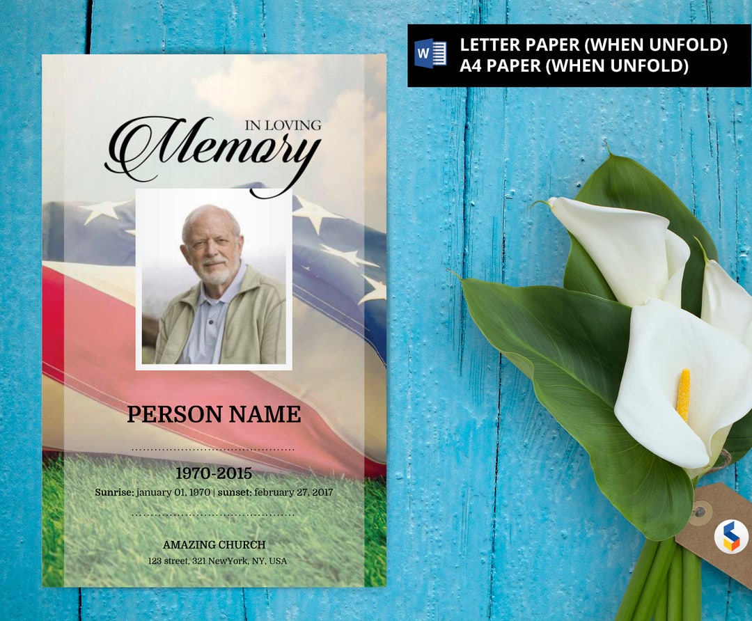 MILITARY ARMY | Funeral Program Template, Obituary Program, Memorial ...