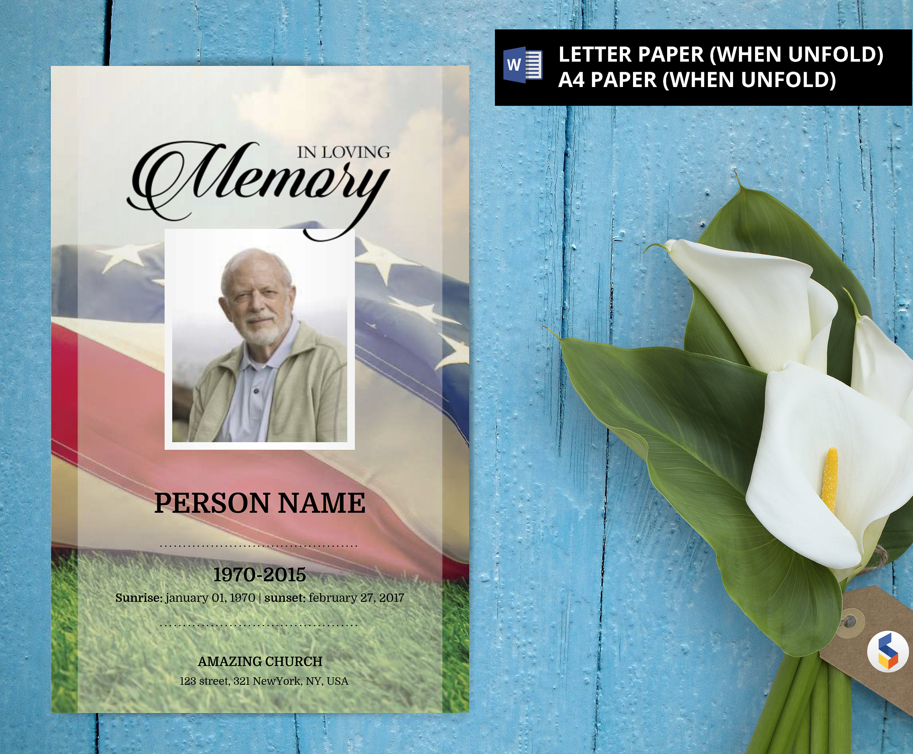 MILITARY ARMY | Funeral Program Template, Obituary Program, Memorial ...