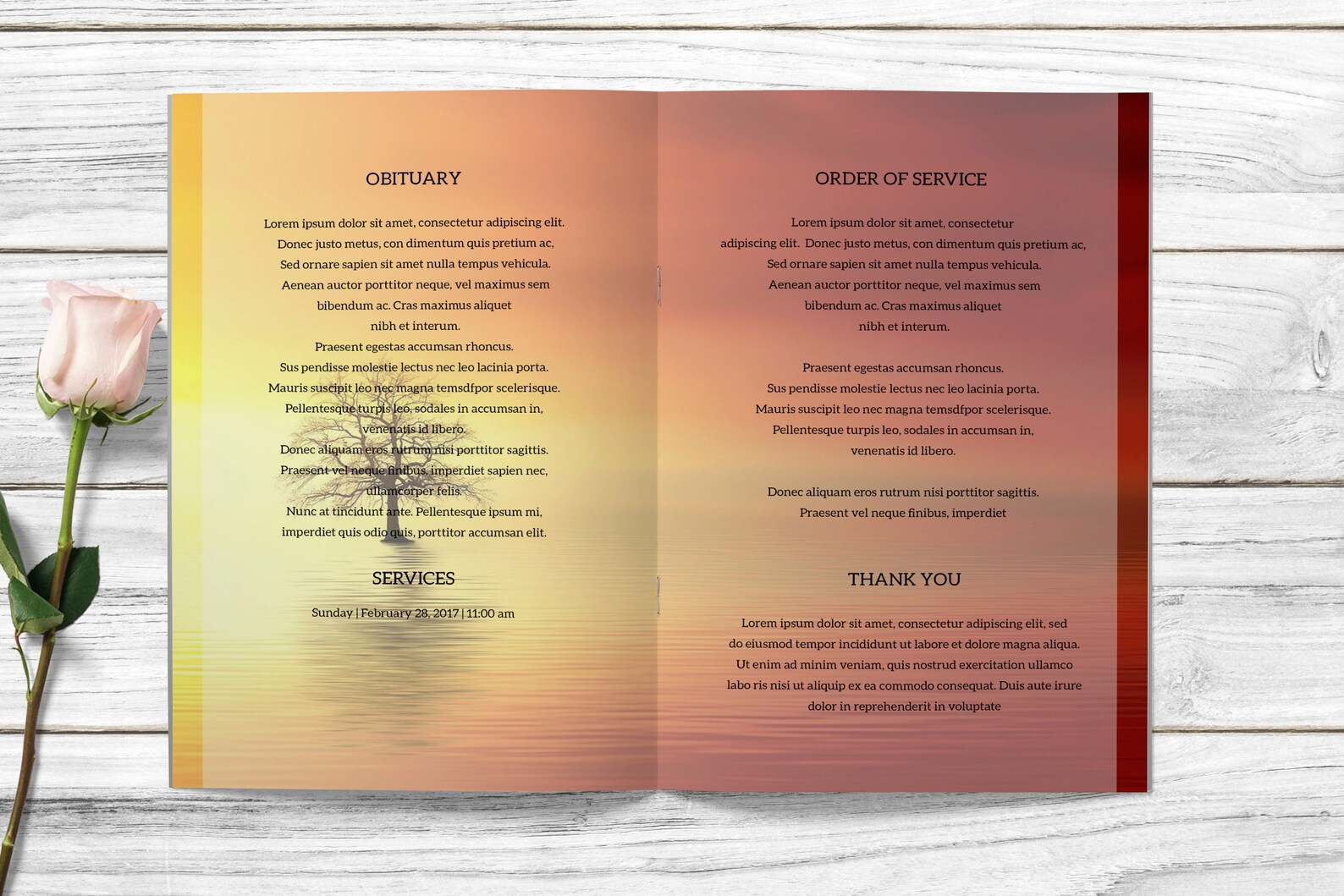 Funeral Template for Men or Women With Twilight Sunset, Editable ...