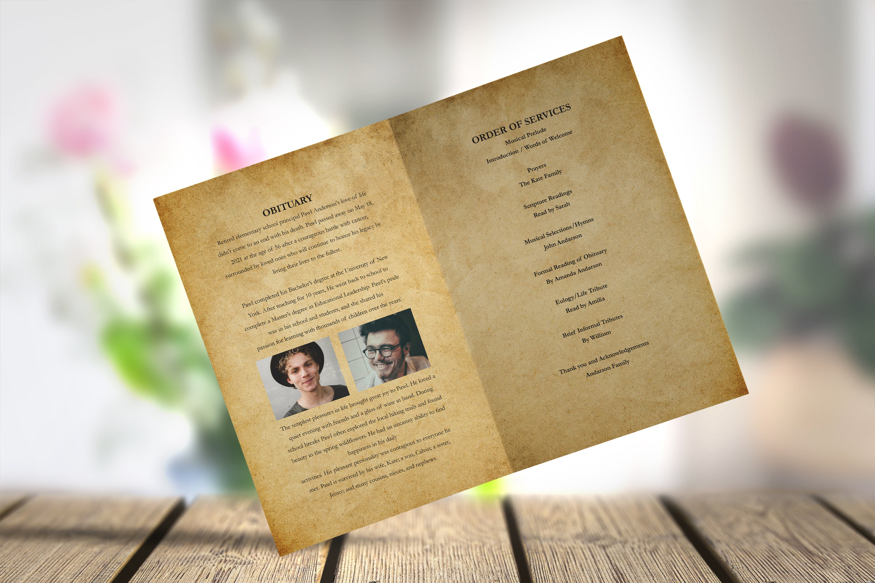Editable Vintage Funeral Program Template for Men Editable in Word ...