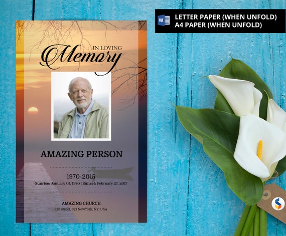 TRUE SUNSET Funeral Program Template Obituary Program - Etsy