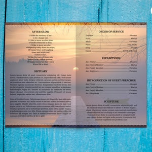 Sunset Funeral Program Template | Memorial Obituary (microsoft Word) - Etsy