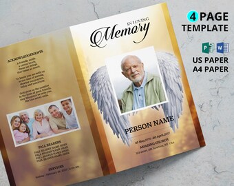 Angel Funeral Program Template Word - Etsy