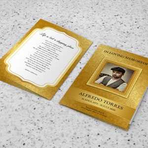 Vintage Golden Funeral Program Template, 4-page Booklet (word ...