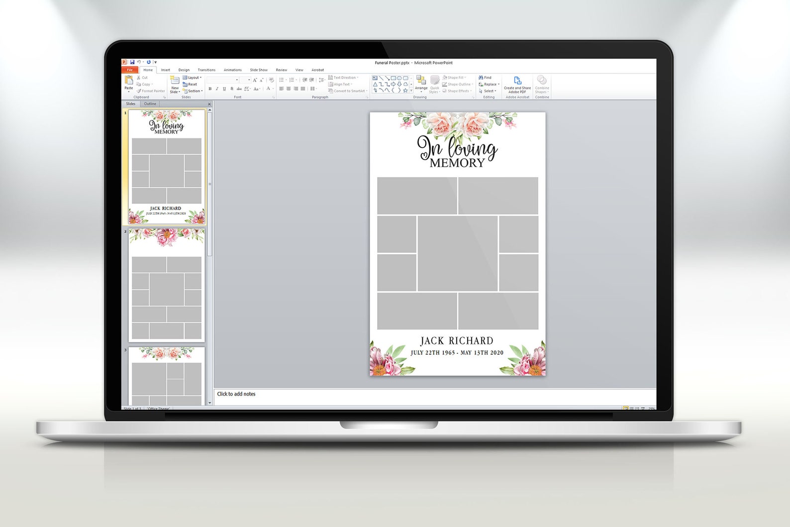 Funeral Photo Display Poster for Men or Women, in Loving Memory or ...