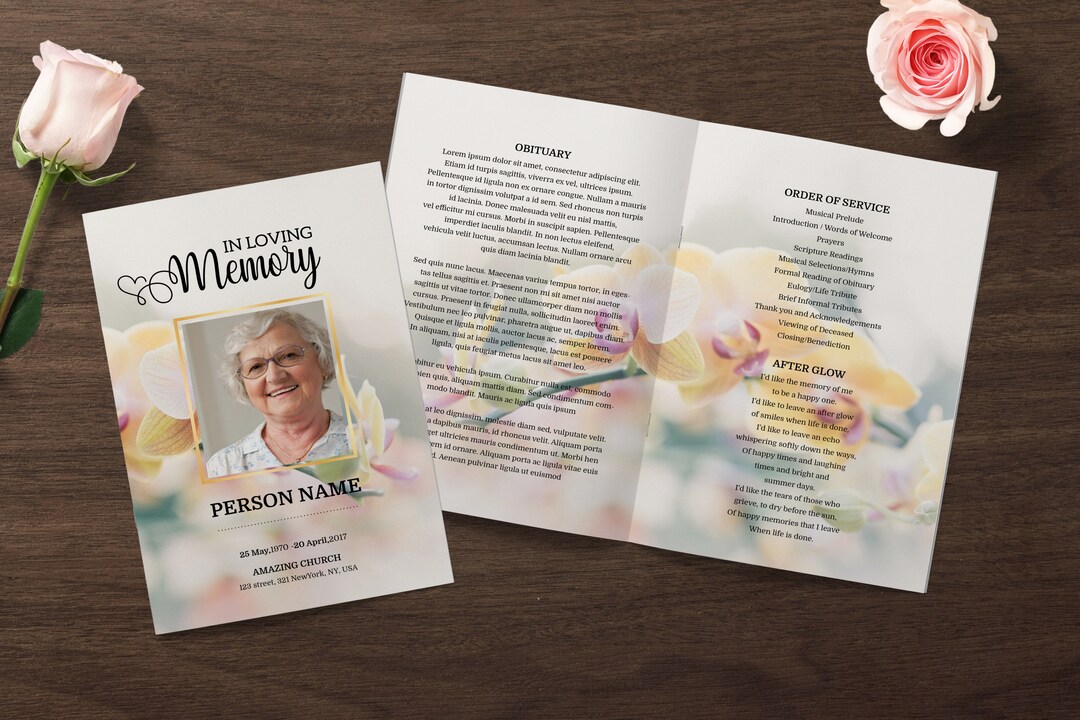 Blush Pink Flower Funeral Program Templatefuneral Program - Etsy