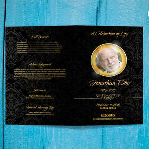 Golden Funeral Program Template | Printable Funeral Program Template ...
