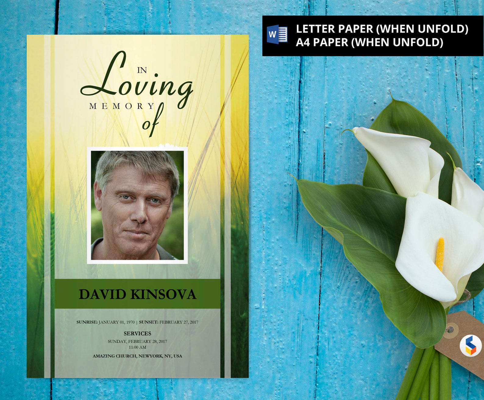 Funeral Program Template, Obituary Program, Memorial Program Template ...