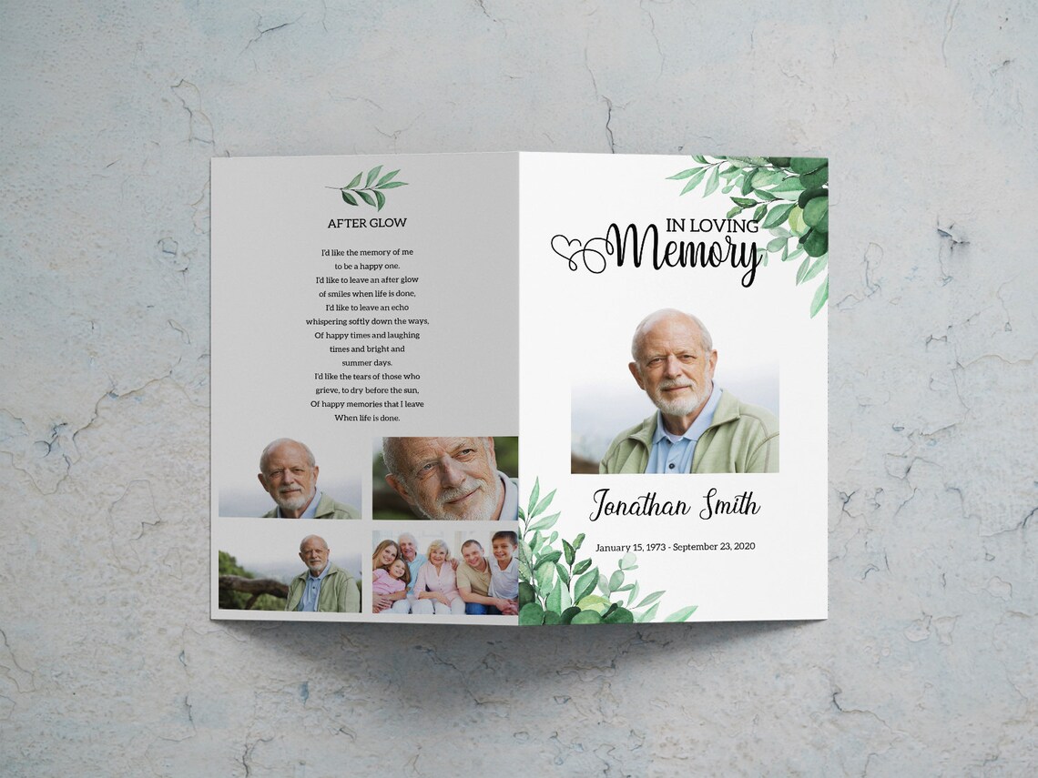 Floral Funeral Program Template 4 Page Template Microsoft Word and ...