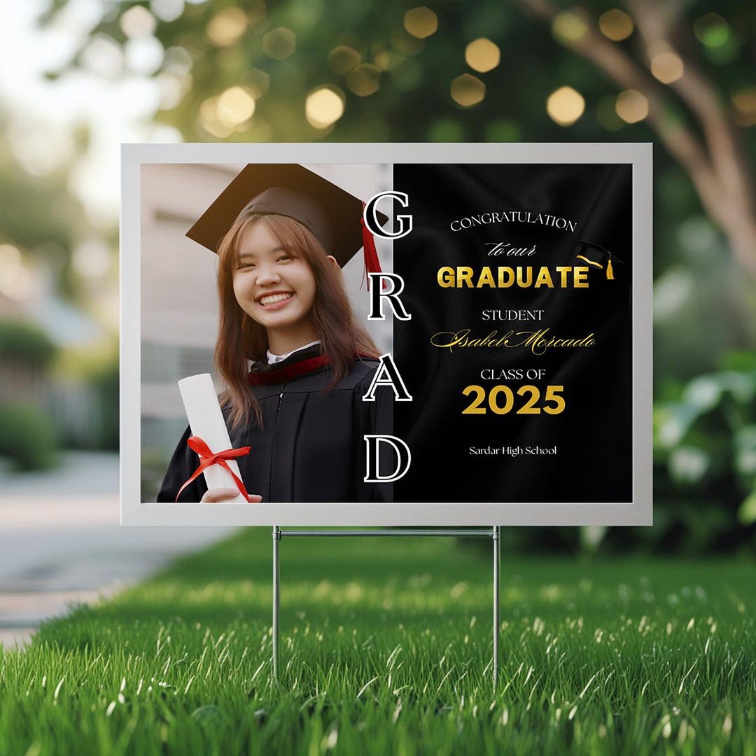 Editable Graduation Yard Sign Template | 24x18 Inch Canva Template ...