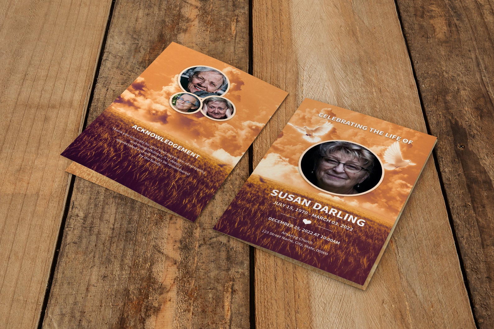 Heavenly Sky Funeral Program Template, 4 Page Booklet (word, Publisher ...