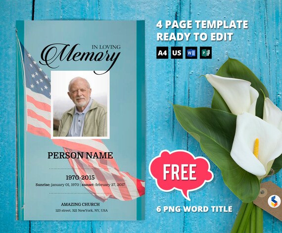 MILITARY ARMY Funeral Program Template Obituary Program | Etsy