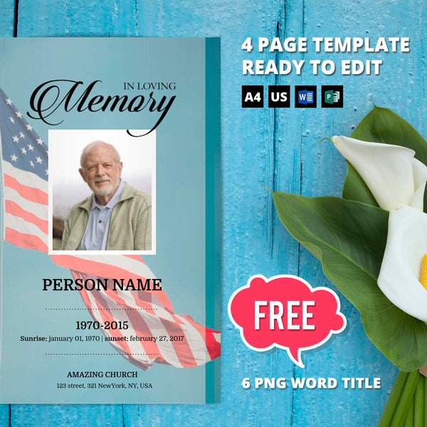 Funeral Program Template Military - Etsy