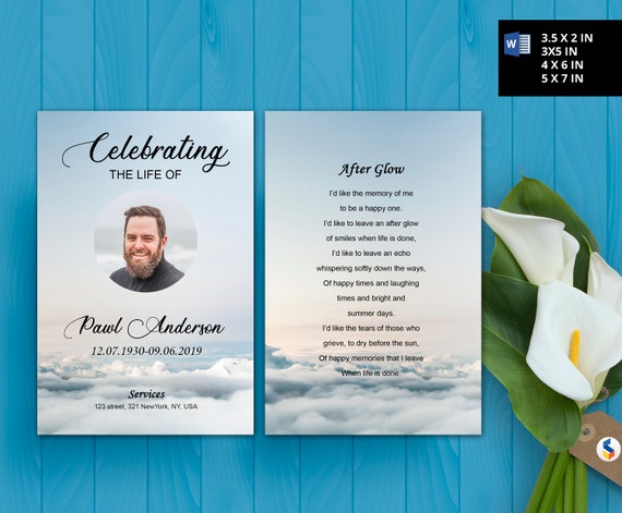 Heavenly Sky Prayer Card Template Microsoft Word Template - Etsy