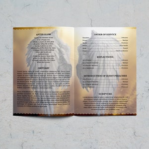 Angelic Wing Funeral Program Template - Etsy