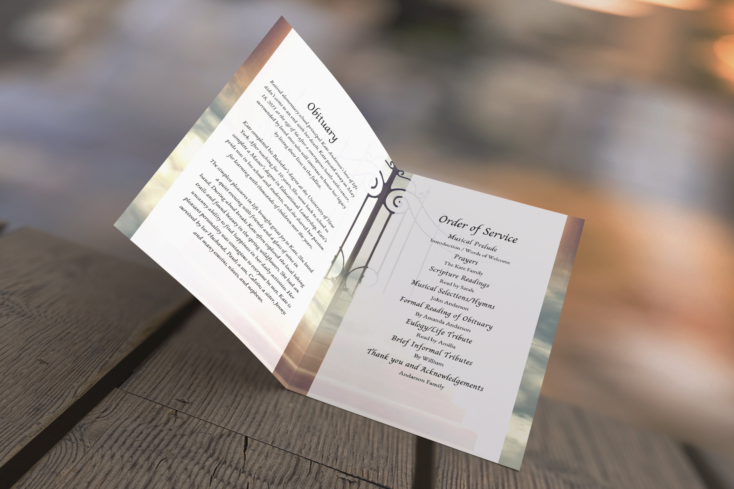 Heaven Gate Funeral Program Template, Celebrating the Life of Funeral ...